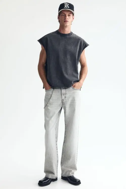 H&M Relaxed Fit Straight Leg Denim Jeans - Light Denim Gray