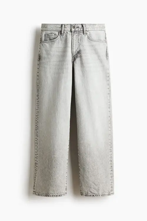 H&M Relaxed Fit Straight Leg Denim Jeans - Light Denim Gray