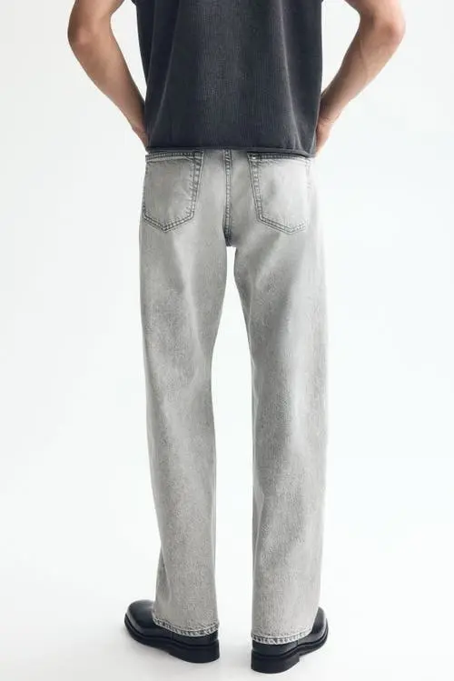 H&M Relaxed Fit Straight Leg Denim Jeans - Light Denim Gray