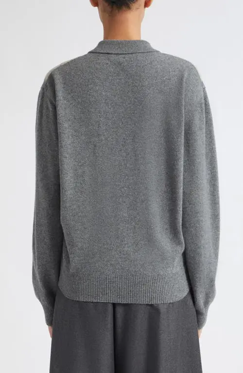 RÓHE Argyle Plaid Mouliné Polo Sweater - Grey/oat Check