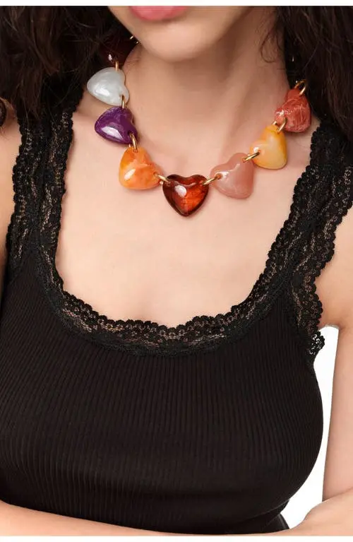 Bimba Y Lola Resin Hearts Necklace