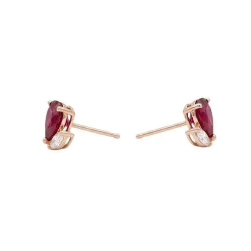 QIRAT FINE JEWELRY Pear Ruby & Diamond Marquise Studs