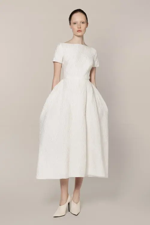 ROKSANDA Vaela Short Sleeve Bridal Dress - Ivory