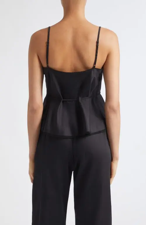 LESET Yoko Lace Trim Tie Waist Tank Top - Black