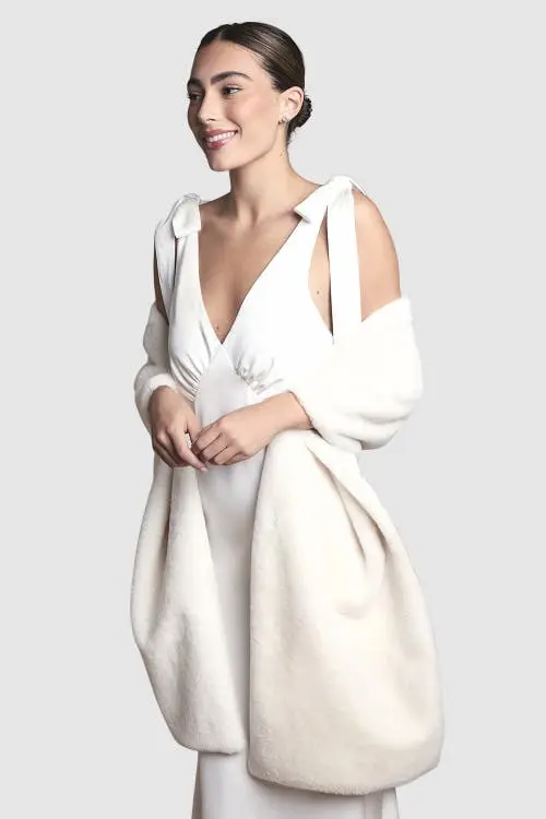 Coast Faux Fur Shawl - Ivory