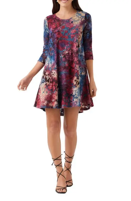 Karen Kane Maggie Floral A-line Dress - Wine