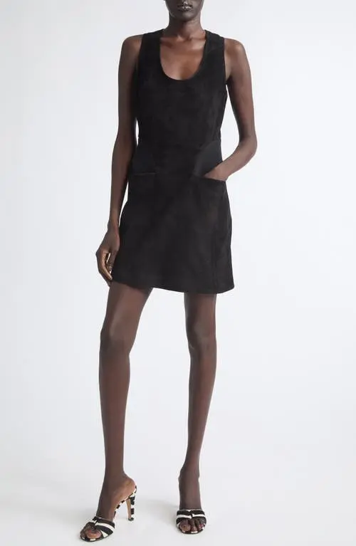 FERRAGAMO Sleeveless Suede Mini Dress - Nero