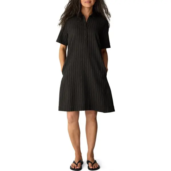 Eileen Fisher Classic Collar Shirtdress - Black/white