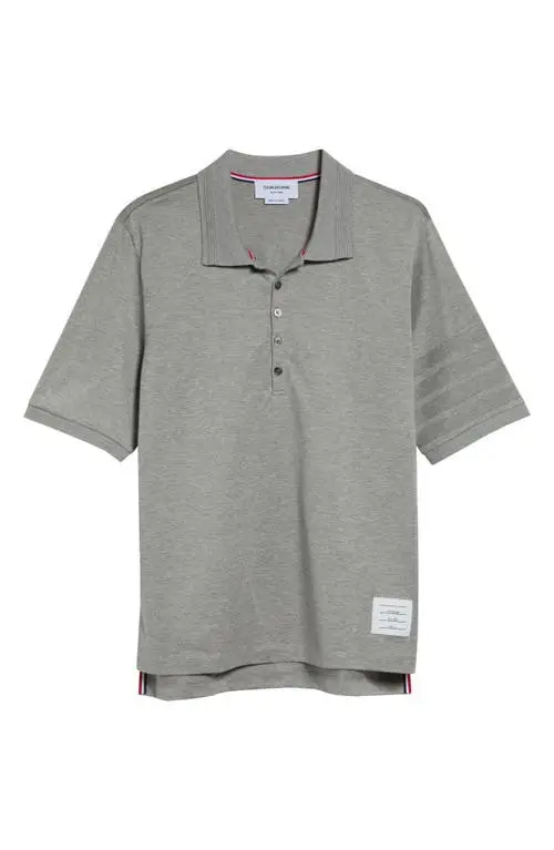 Thom Browne 4-bar Cotton Jersey Polo - Light Grey