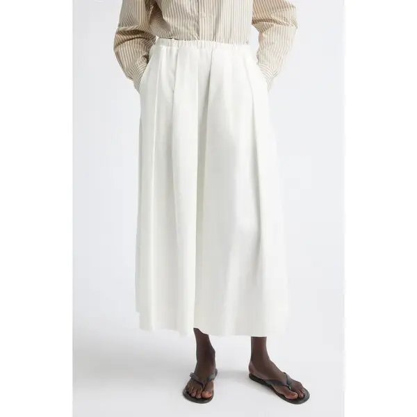 KALLMEYER Isolde Pleated Starched Organic Cotton Poplin Maxi Skirt - Ivory