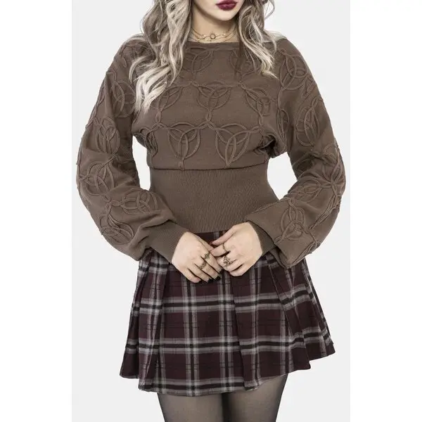 DISTURBIA Covet Cotton-blend Cable Knit Cropped Sweater