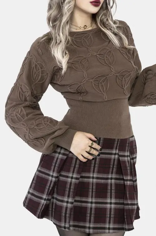 DISTURBIA Covet Cotton-blend Cable Knit Cropped Sweater