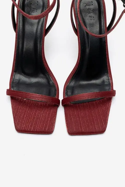 PROLOGUE SHOES Sone Stiletto Ankle Strap Sandal - Dark Red