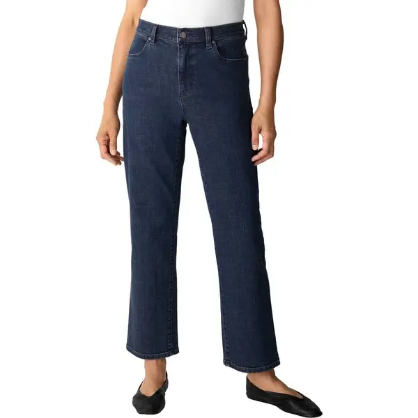 Eileen Fisher Straight Ankle Jeans - Medium Indigo