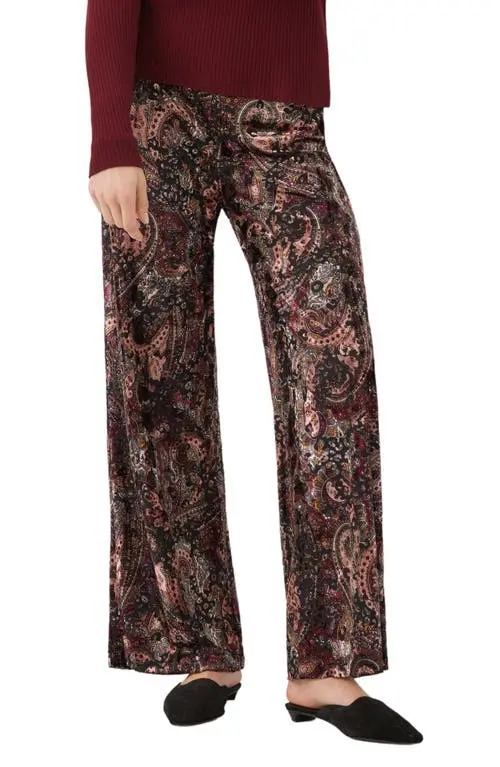 Karen Kane Velvet Burnout Paisley Wide Leg Pants