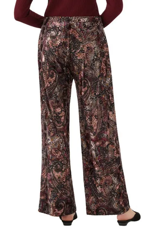 Karen Kane Velvet Burnout Paisley Wide Leg Pants