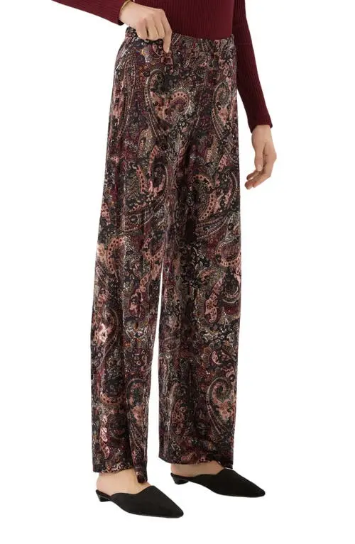 Karen Kane Velvet Burnout Paisley Wide Leg Pants