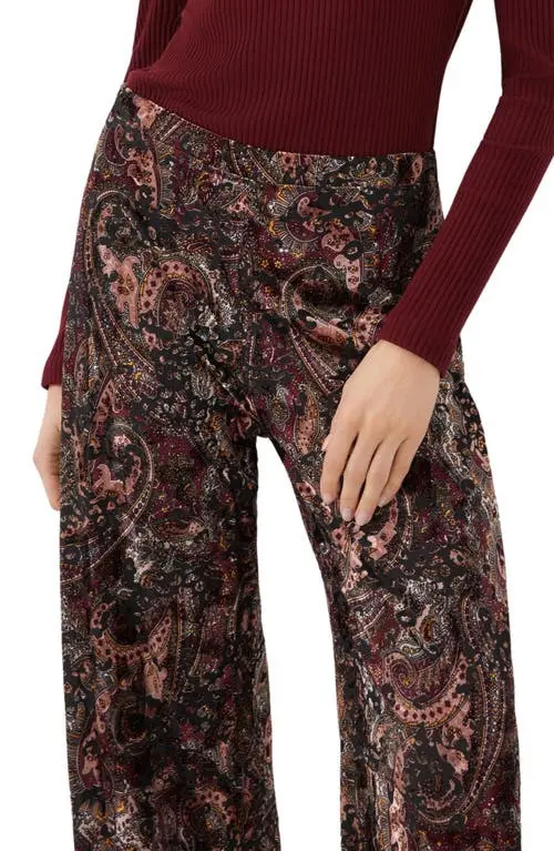 Karen Kane Velvet Burnout Paisley Wide Leg Pants