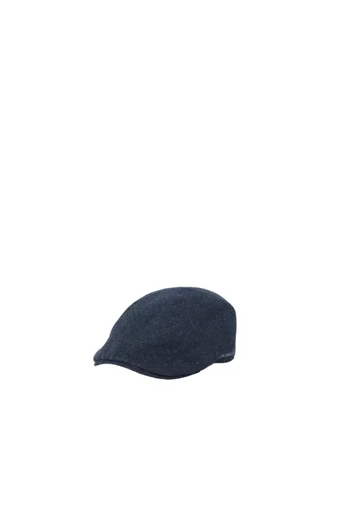 Brunello Cucinelli Virgin Wool Flannel Flat Cap With Embroidered Logo - Night