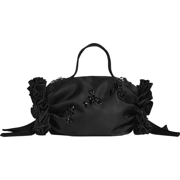 Simone Rocha Embellished Mini Double Ribbon Rosette Bag - Black/jet