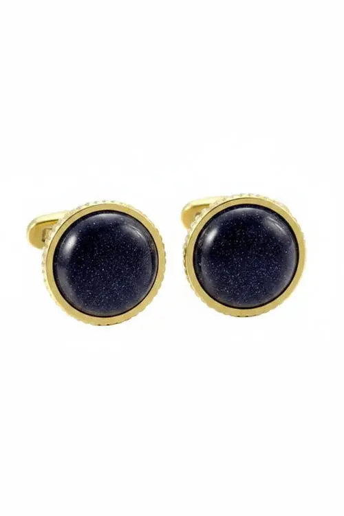 DEJI ENIOLA Celestial Goldstone Cufflinks - Deep Midnight Blue