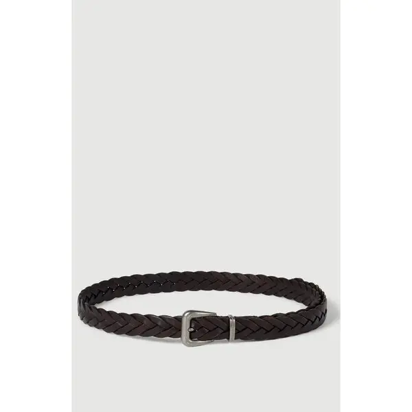 Brunello Cucinelli Braided Leather Belt With Monili - Brown