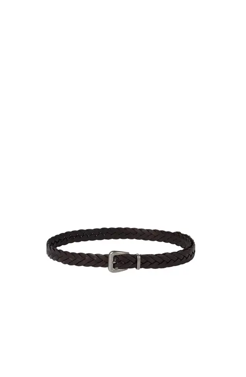 Brunello Cucinelli Braided Leather Belt With Monili