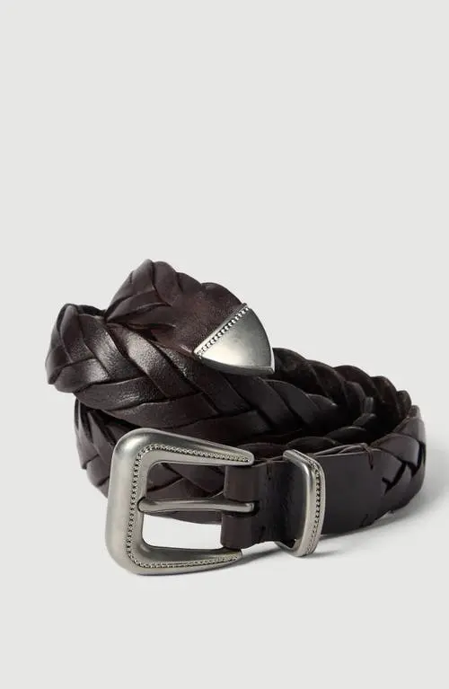 Brunello Cucinelli Braided Leather Belt With Monili