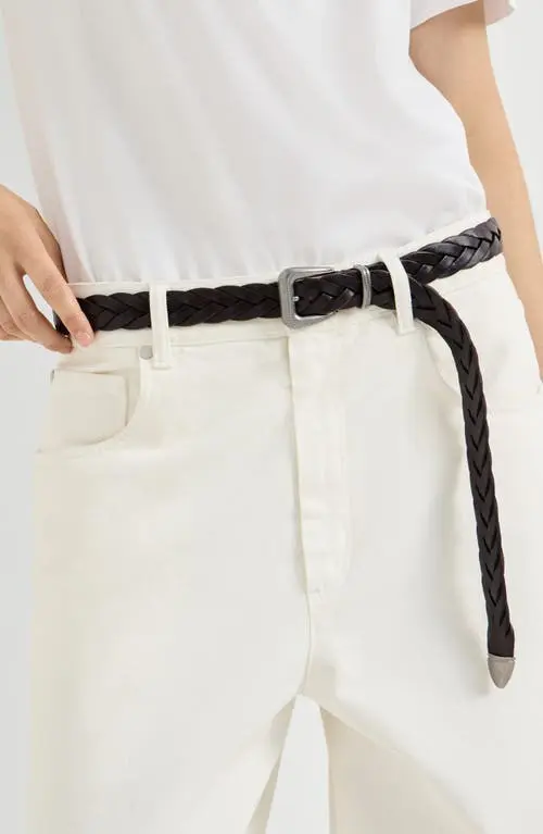 Brunello Cucinelli Braided Leather Belt With Monili