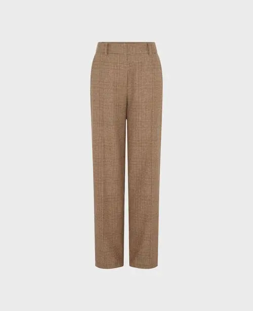 REALLY WILD CLOTHING Rosemont Cotton Wool Blend Straight Leg Trousers - Brown