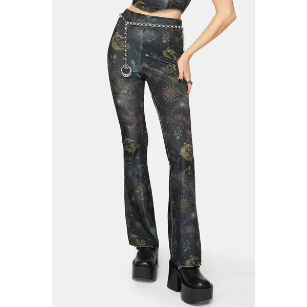 DISTURBIA Phoenix Dragon Velour Flare Trouser