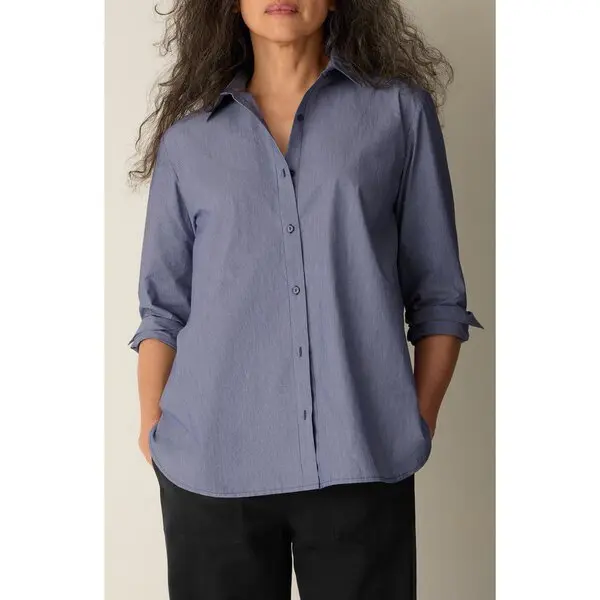 Eileen Fisher Organic Cotton Long Shirt - Infinity