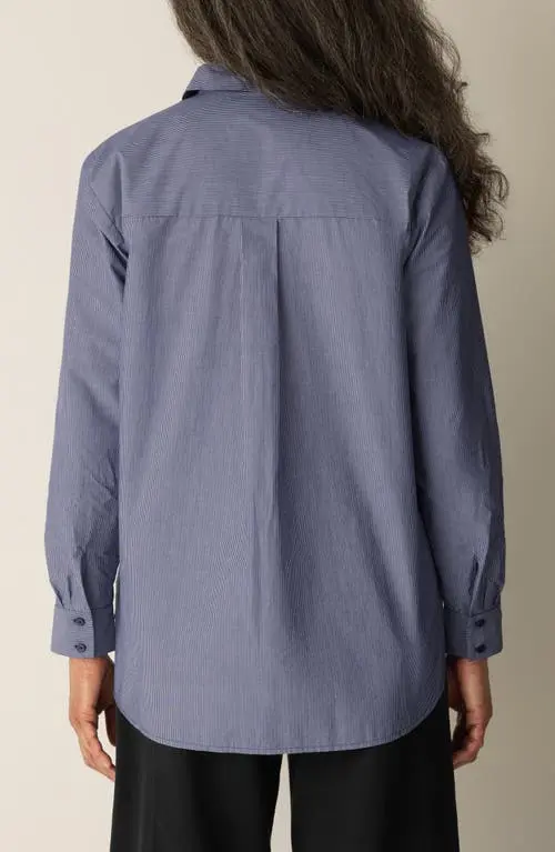 Eileen Fisher Organic Cotton Longline Button-up Shirt - Infinity