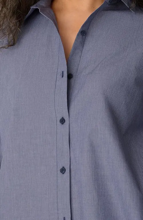 Eileen Fisher Organic Cotton Longline Button-up Shirt - Infinity