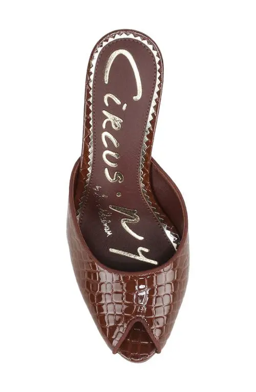 CIRCUS NY BY SAM EDELMAN Glenda Peep Toe Slide Sandal - Deep Pecan