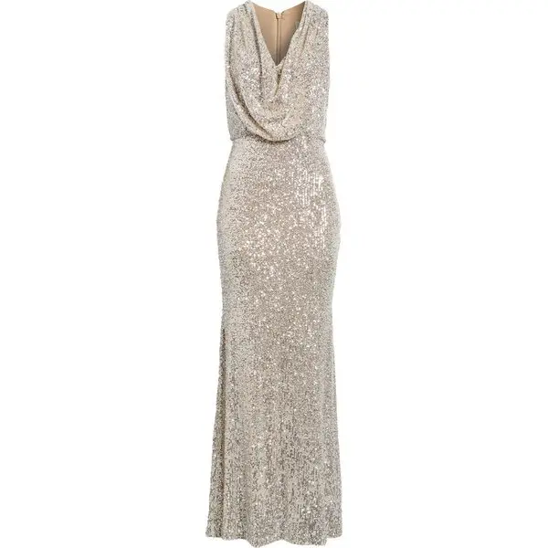 Eliza J Sequin Cowl Neck Gown