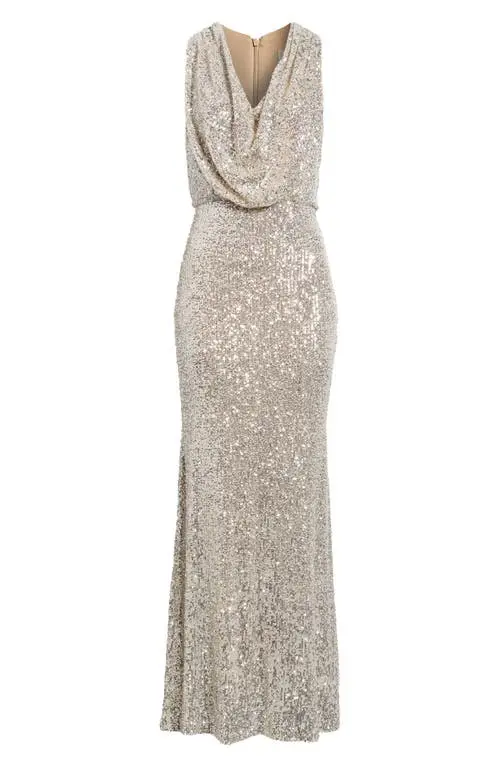 Eliza J Sequined Cowl Neck Maxi Gown