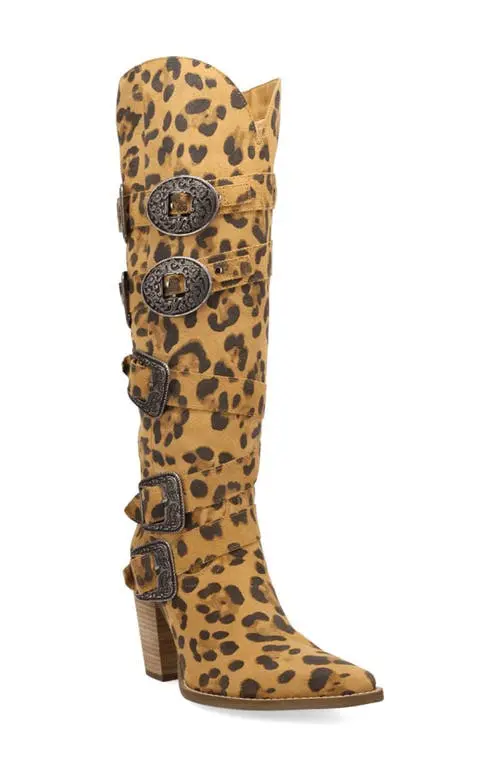 DINGO Spurwest Over The Knee Western Boot - Leopard