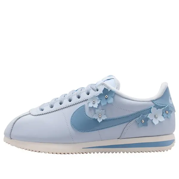 Nike Cortez Leather "florette" Sneakers - Hydrogen Blue/sail/work Blue
