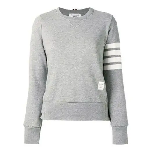 Thom Browne Crewneck Sweatshirt With Signature Stripes - Gray