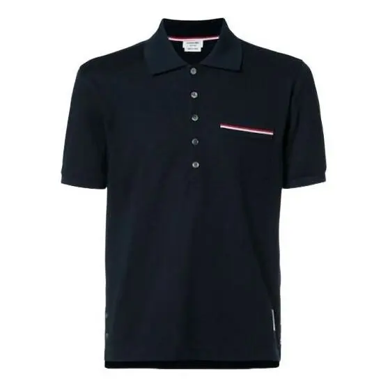 Thom Browne Collar Short Sleeve T-shirt - Navy