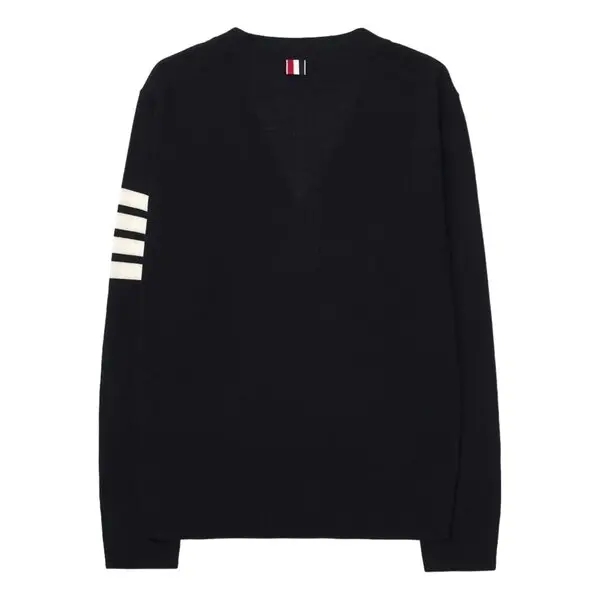 Thom Browne Cardigan With Signature Stripes - Navy