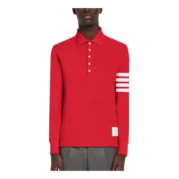Thom Browne Collar Long Sleeve T-shirt - Red