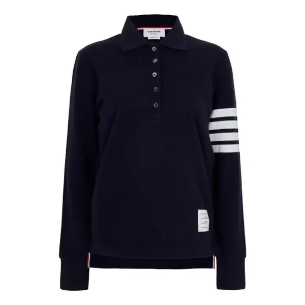 Thom Browne Classic Collar Polo Shirt With Signature Stripes - Navy