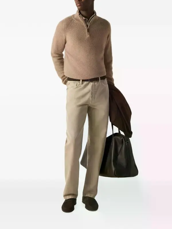 Zegna Light Taupe Mélange Cashseta Polo Shirt - Neutrals