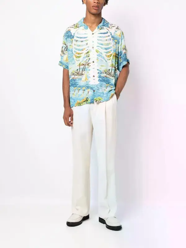 Kapital Kamekameha Bone Graphic-print Shirt - Blue