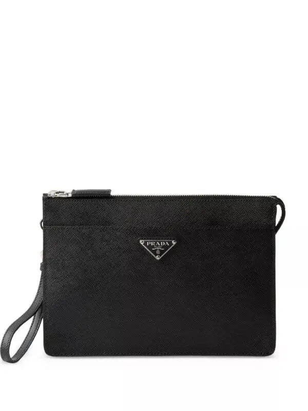 Prada Saffiano Leather Clutch Bag - Black