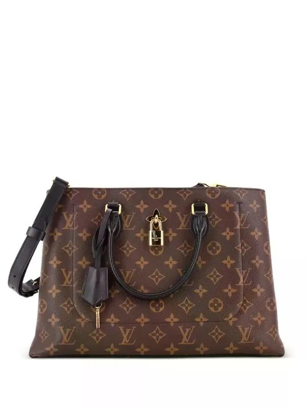 LOUIS VUITTON Flower Monogram Canvas Tote Bag - Black