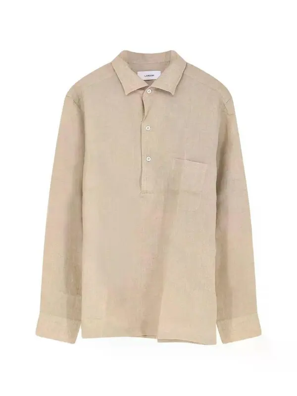 LARDINI Bowling-collar Patch-pocket Shirt