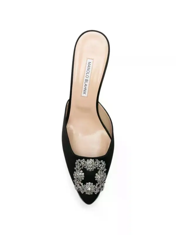 Manolo Blahnik Hangisi Crystal-buckle Mules